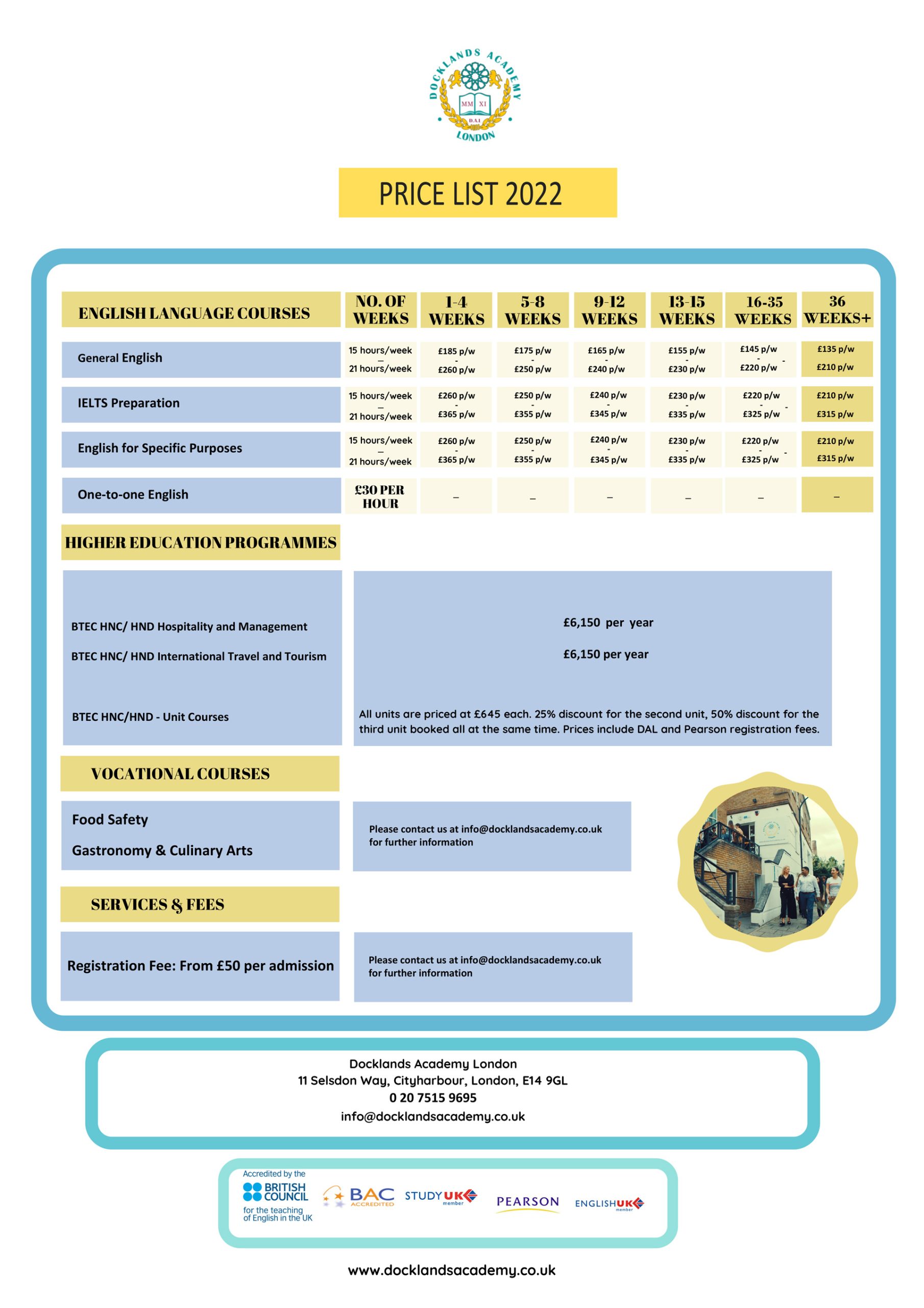 Course Price Lists – Docklands Academy London