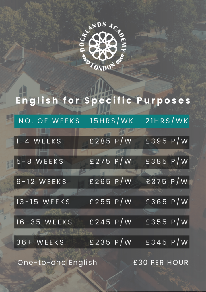 Course Price Lists - Docklands Academy London